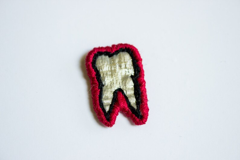Hand-embroidered Metallic Silver Tooth Patch Unique Dental - Etsy