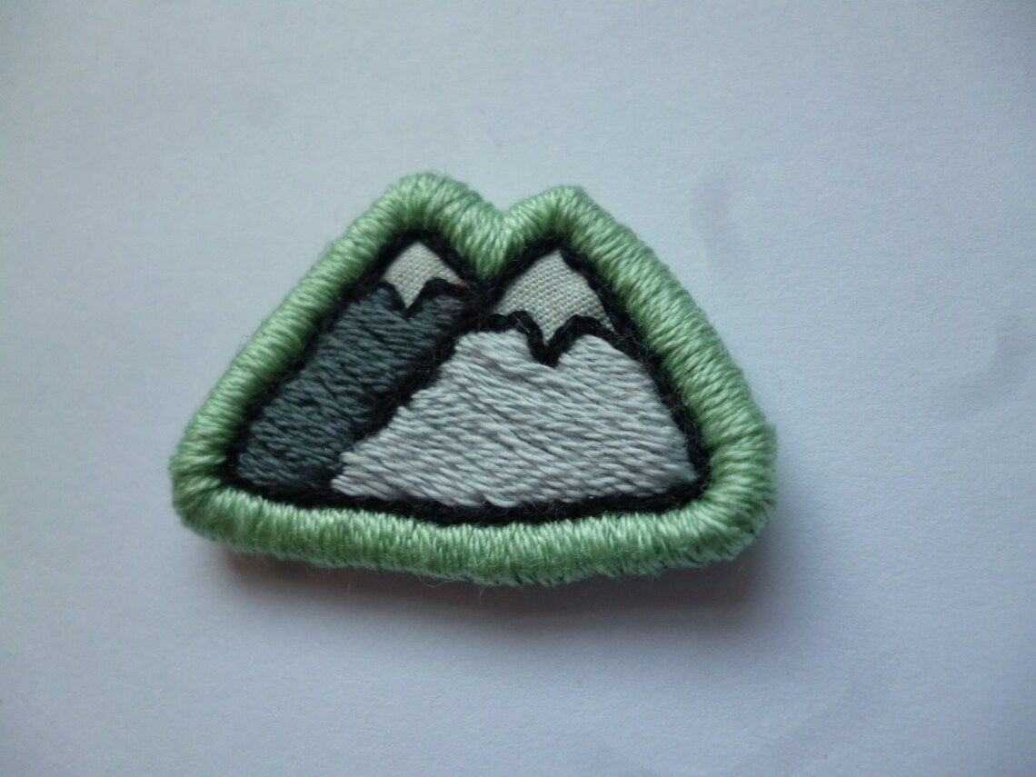 Embroidered Patch Mountain Range Nature Lovers - Grey Mountain Range ...