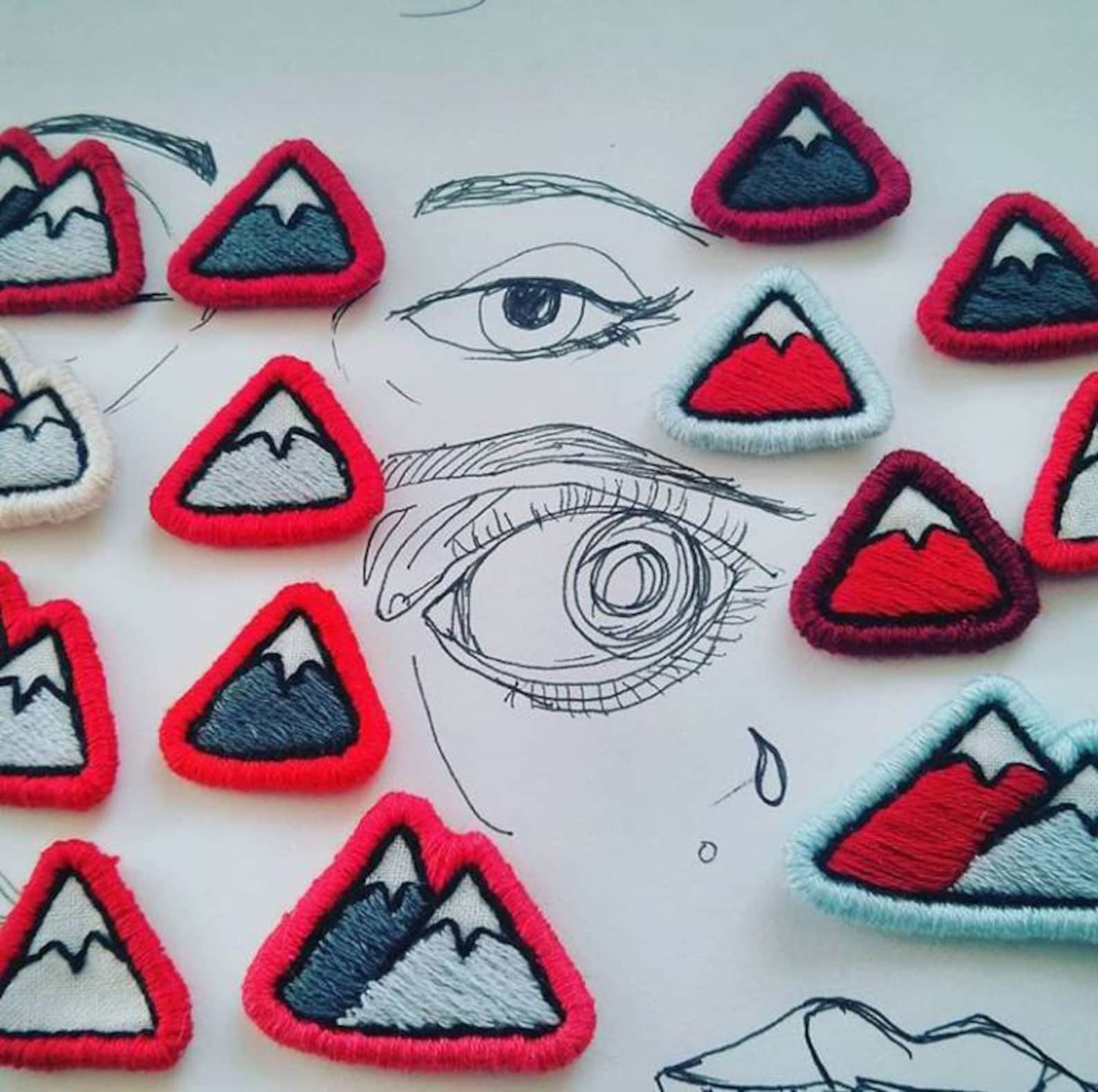 Hand Embroidered Mountain Patch - Nature Inspired Iron on Badge for ...