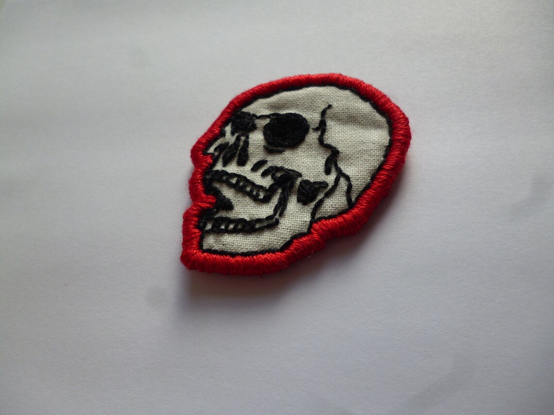 Embroidered Skull Patch Skull Embroidery Applique Brooch - Etsy
