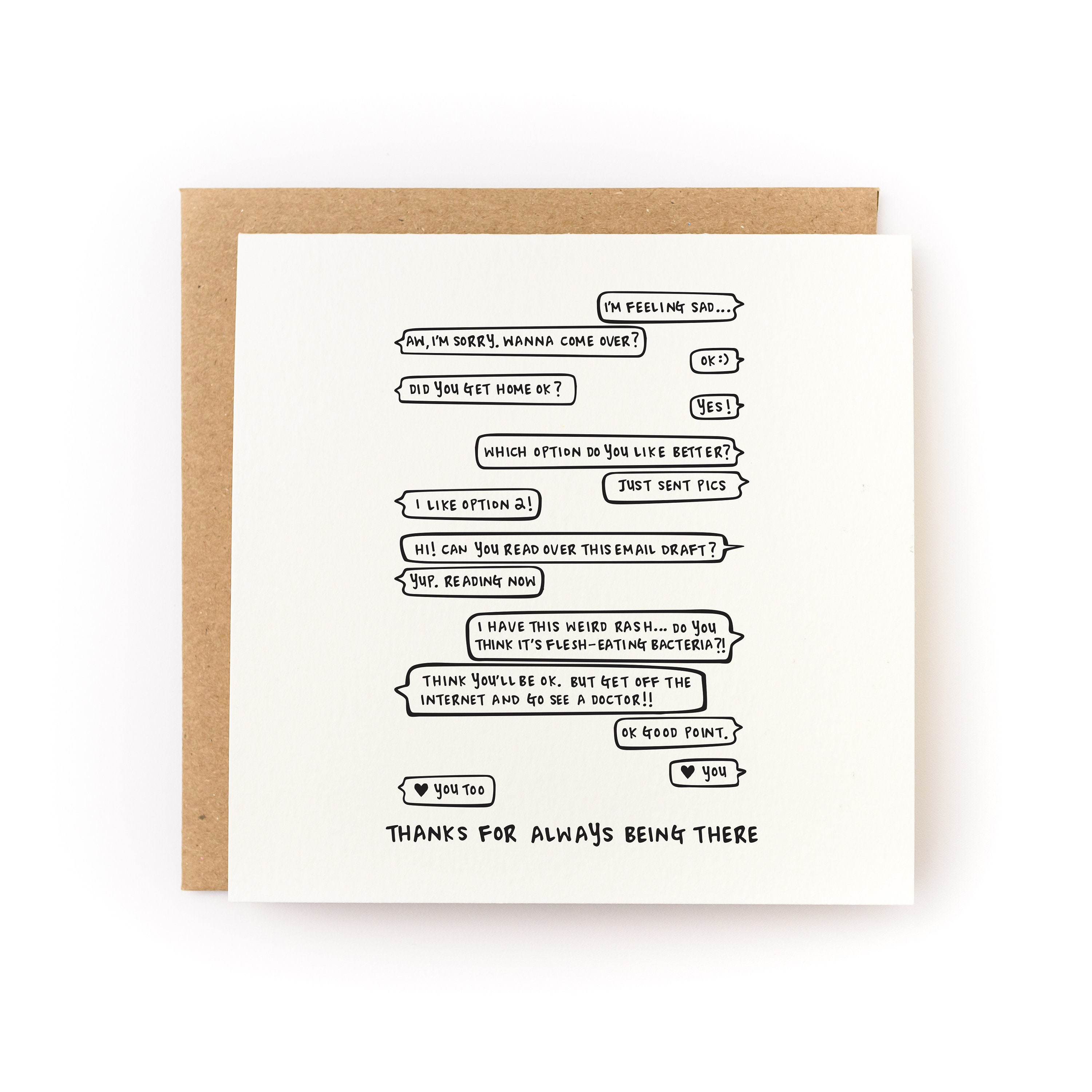 Thanks for Always Being There Letterpress Card - Etsy