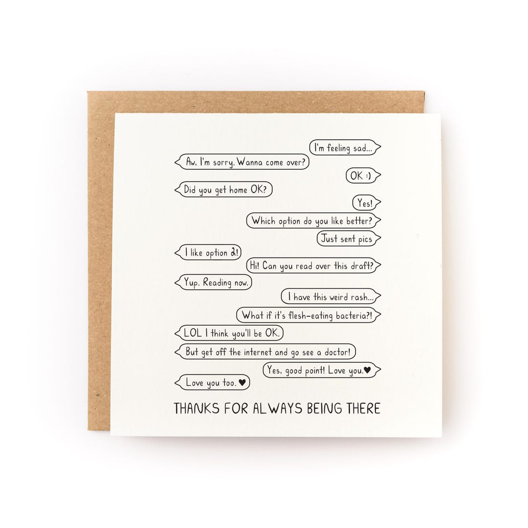 Thanks for Always Being There Letterpress Card - Etsy