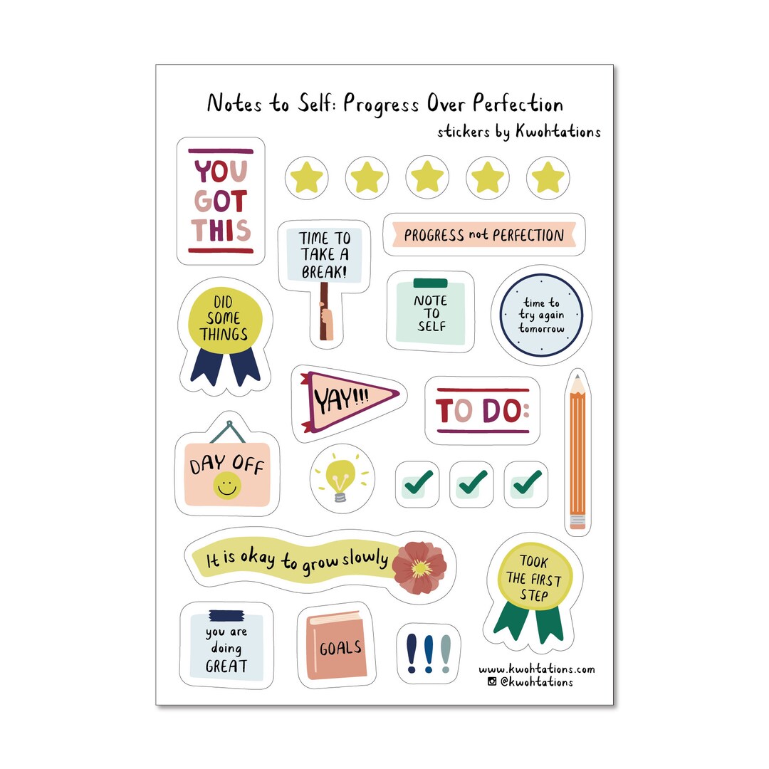 Progress Over Perfection Sticker Sheet - Etsy