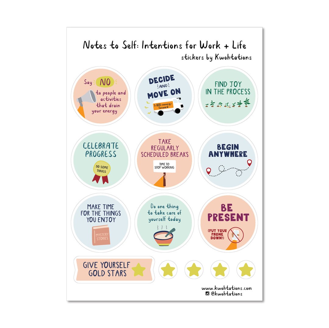 Intentions for Work Life Sticker Sheet - Etsy