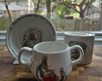 Vintage Wedgwood Peter Rabbit Children's Dish 2 Piece Set by Beatrix ...