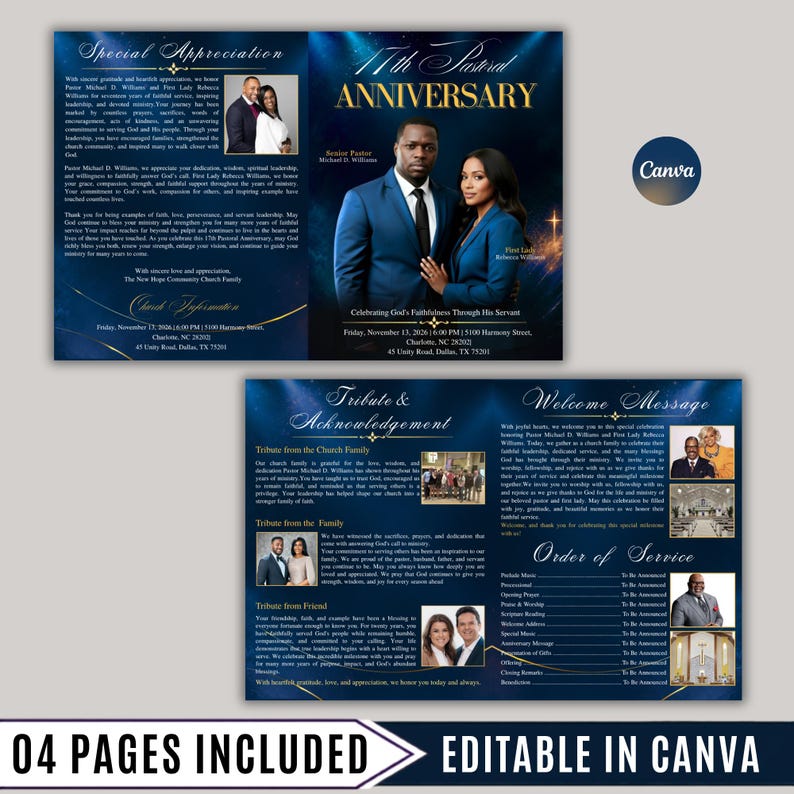 Modèle de programme pour l'anniversaire du pasteur, bulletin paroissial ...