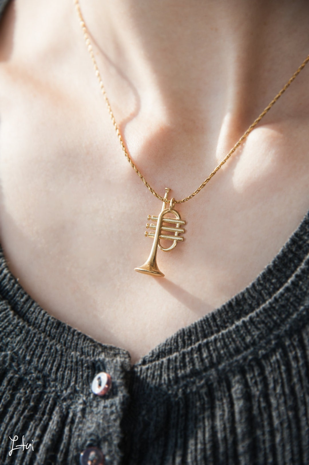 Trumpet Pendant, Music Instruments Jewelry, Trumpet Jewelry, Gold ...