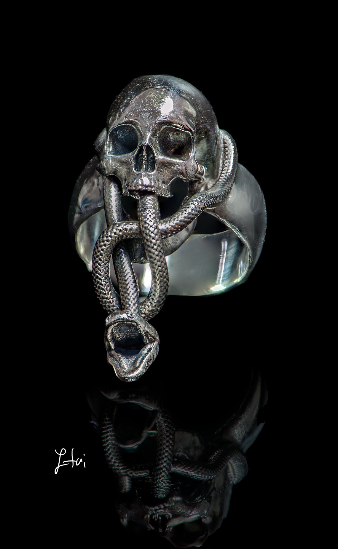 Death Eater Tattoo Ring Dark Mark Basilisk Snake Snake and - Etsy