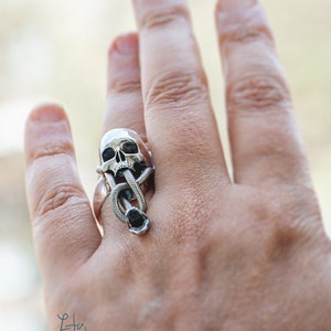 Death Eater Tattoo Ring, Dark Mark, Basilisk Snake, Snake and Skull ...