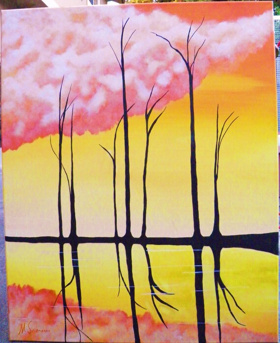 Items similar to Original Acrylic Abstract Landscape 24in X 30in ...