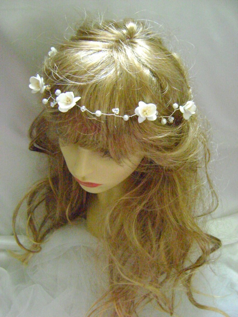 Cherry Blossom Pearl & Crystal Bridal Circlet - Etsy