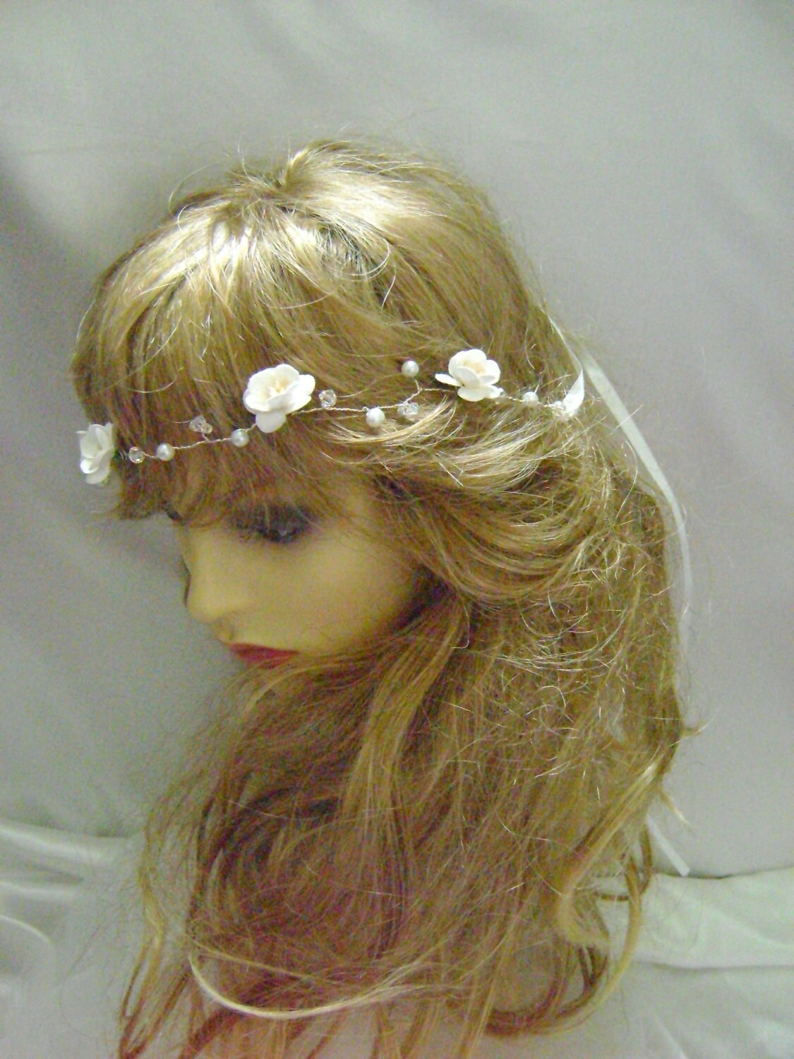 Cherry Blossom Pearl & Crystal Bridal Circlet - Etsy