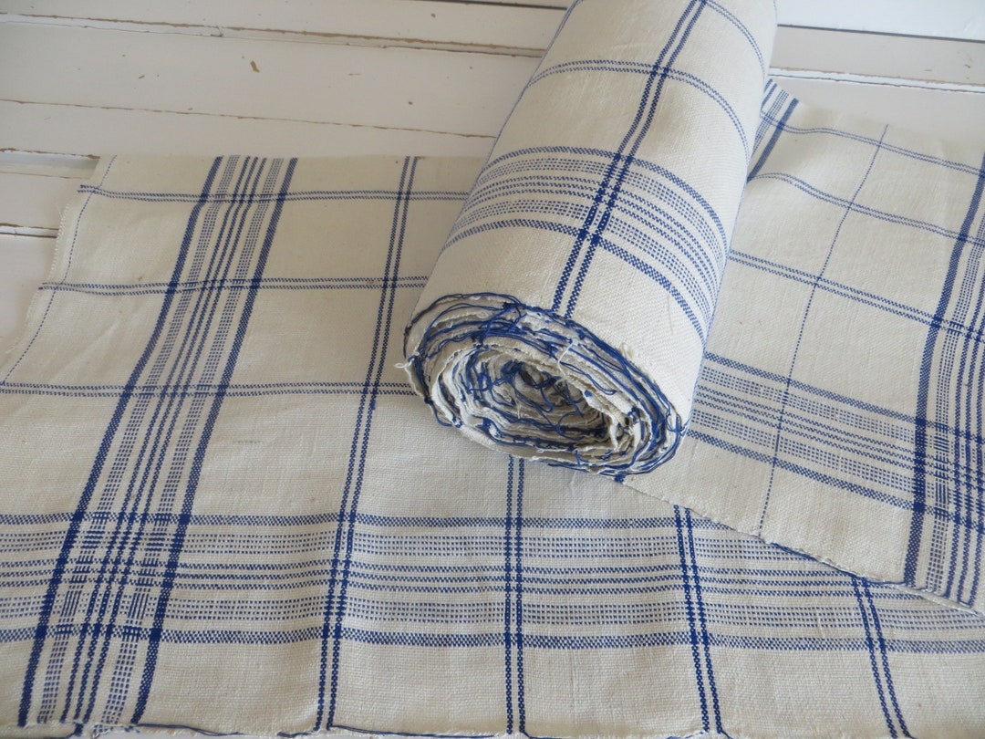 Bale of Linen White Blue Klassic for 10 Towels 70 Cm X 780 Cm Unused Farmerslinen German Linen ...