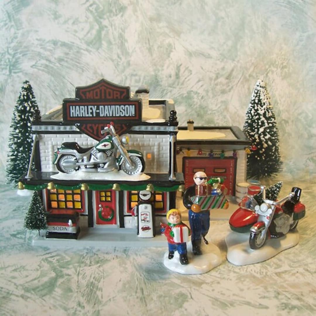 Department 56 Harley Davidson Motorcycle Shop 1996 Snow Village 54886 ...