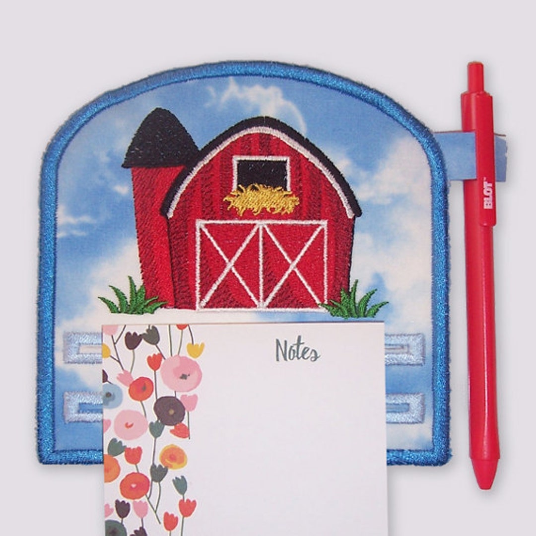 Cute Little Red Barn Embroidered Notepad Holder - Etsy