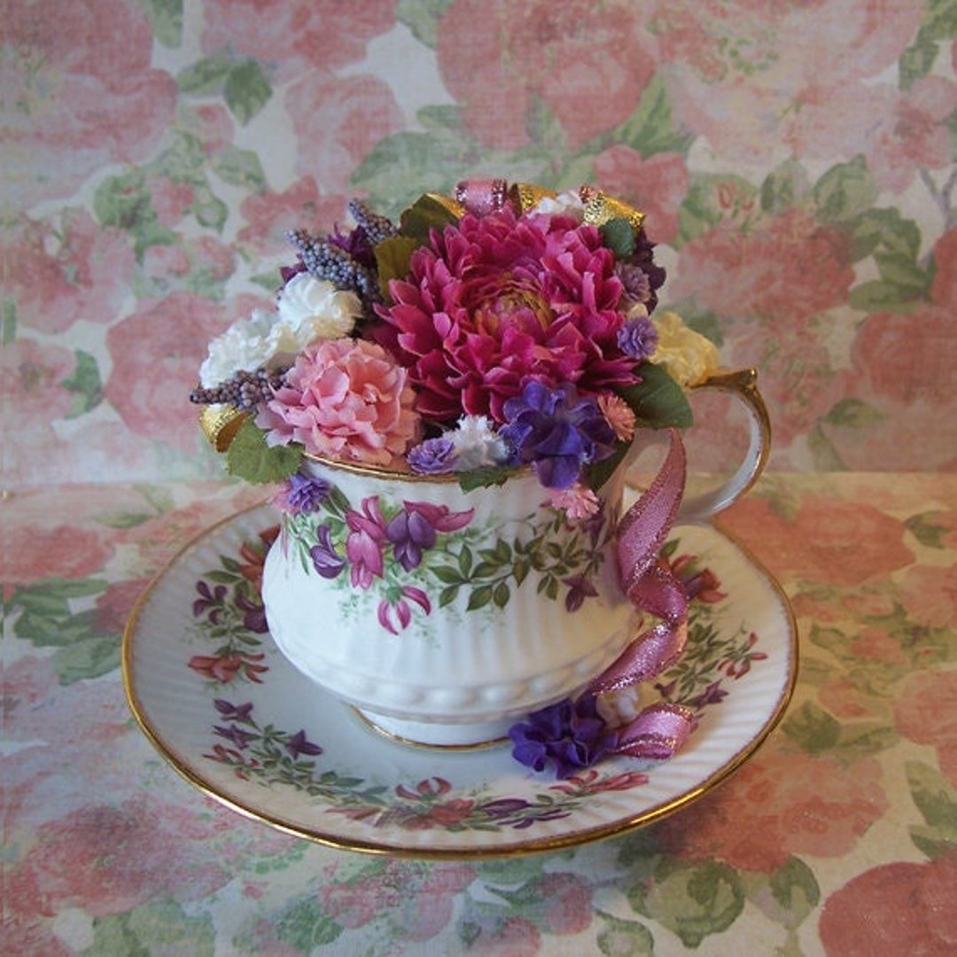 Small Wildflower Teacup Floral Arrangement - Etsy