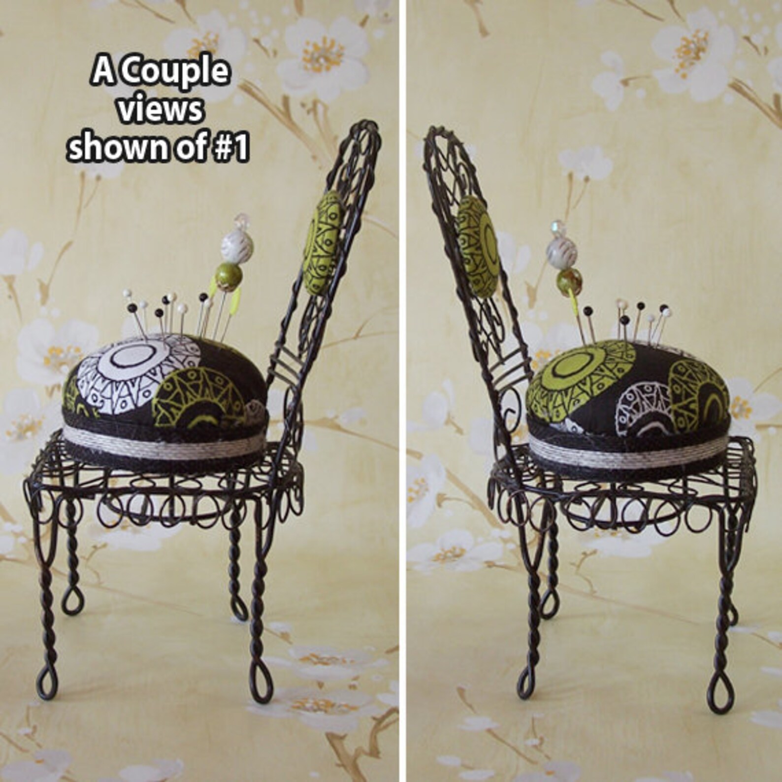 Unique Pincushion Wire Chair With Cushion to Hold Pins - Etsy