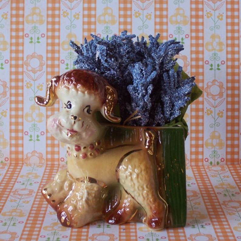 SALE Ceramic Fashions Poodle Dog Planter OPCO - Etsy