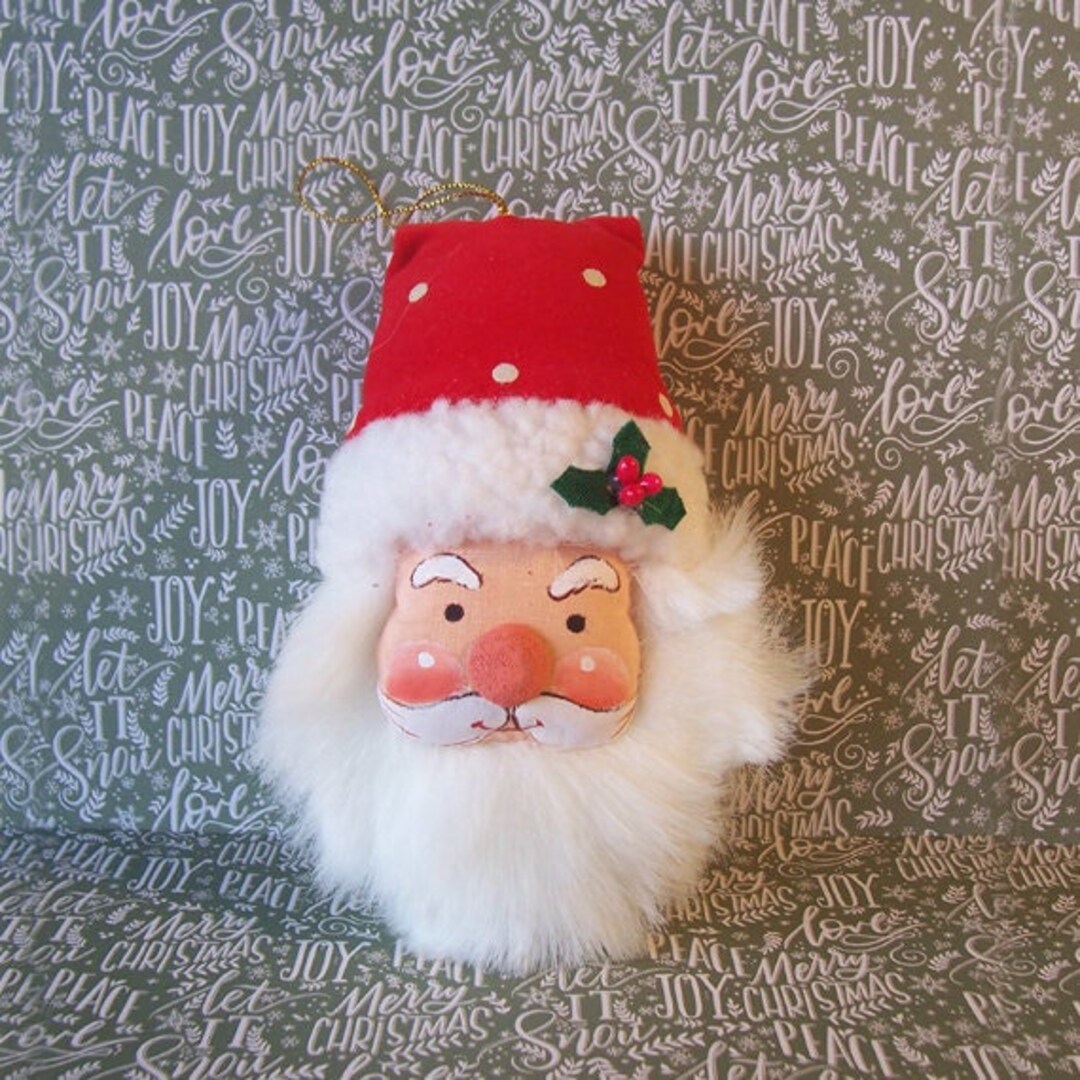Vintage Mid Century Hand Painted Fabric Santa Claus Face Head - Etsy