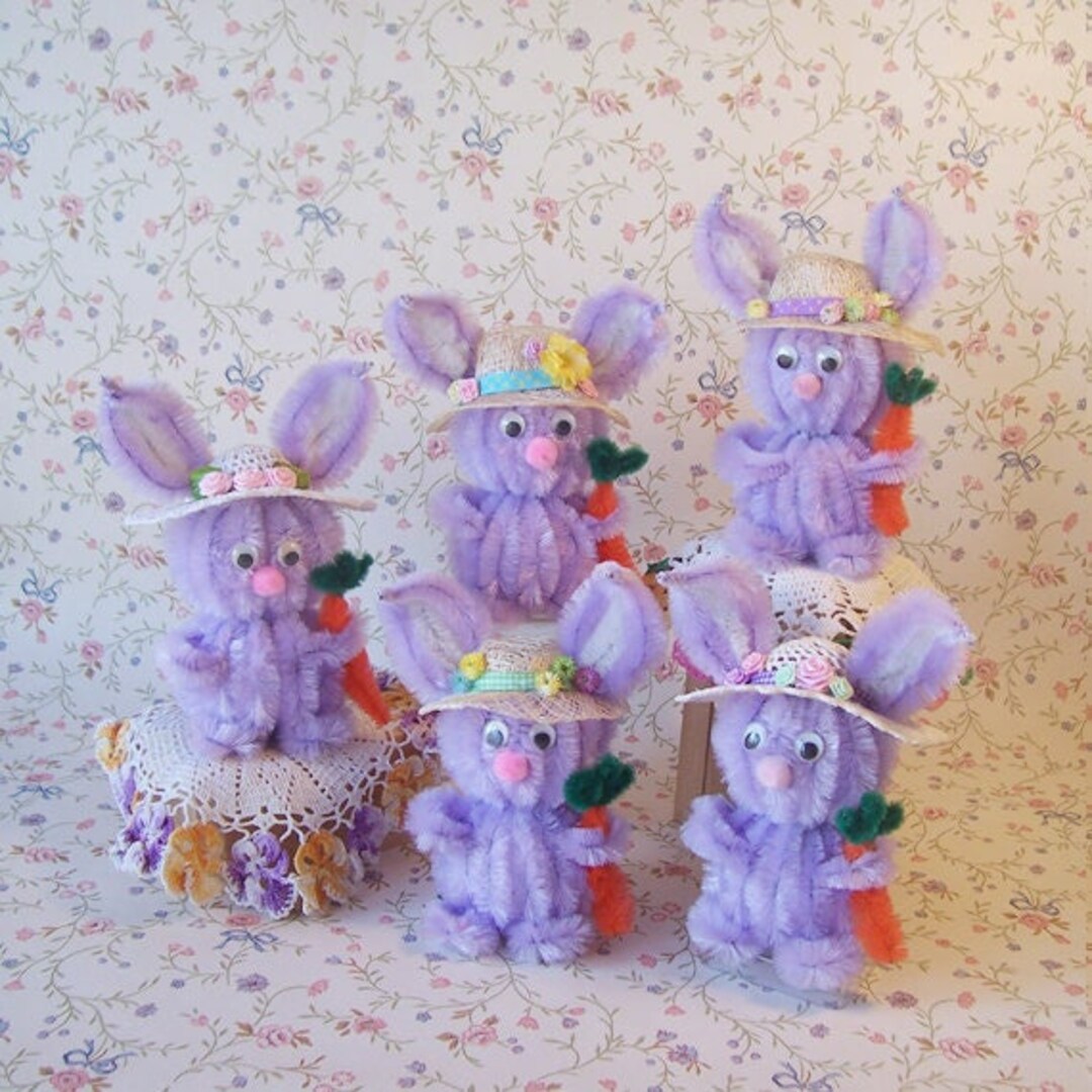 UNIQUE Vintage Handmade Pipe Cleaner Easter Bunnies - Etsy