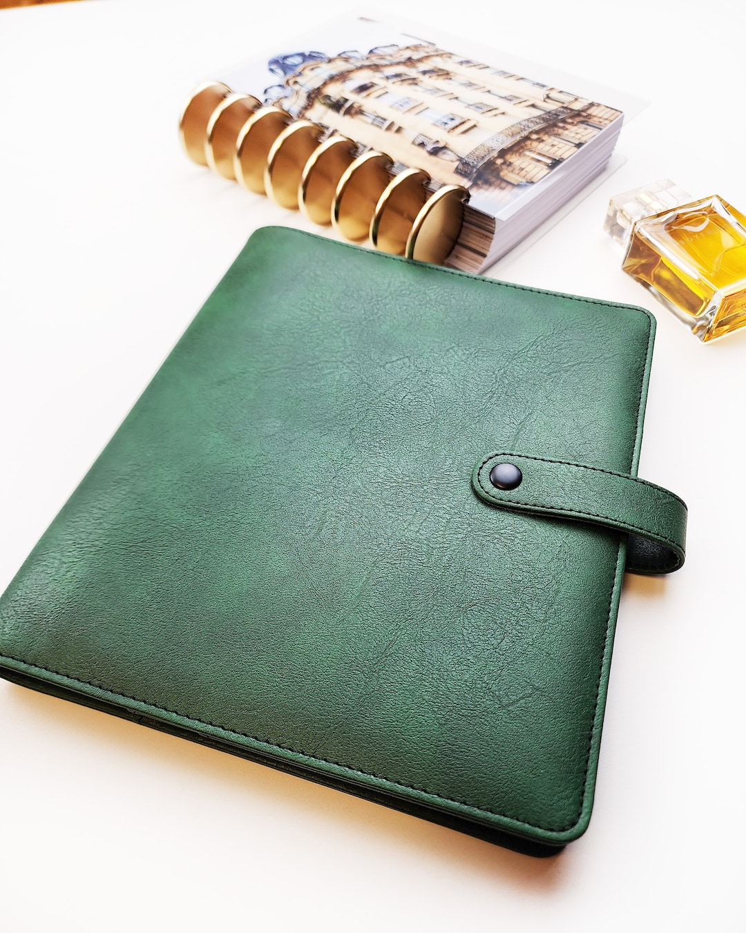 Green Discbound Vegan Leather Planner Cover Wrap - Etsy