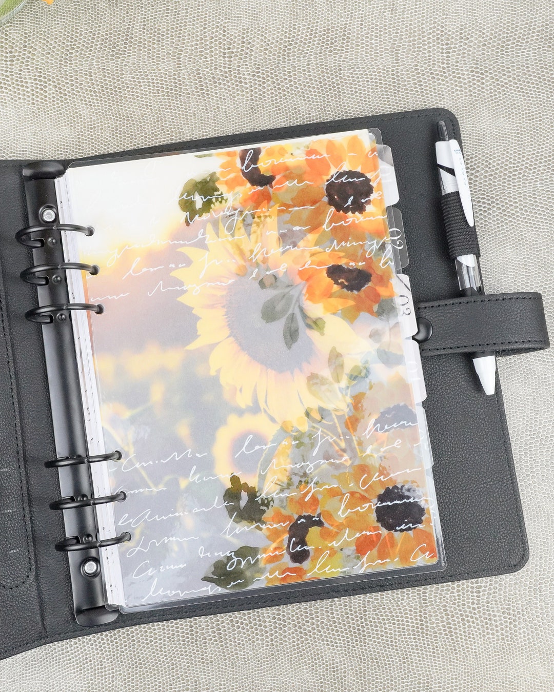 Sunflower Planner Dashboard Translucent Laminated Vellum for Discbound ...