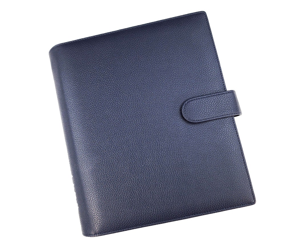 Discbound Planner Cover | Leather Folio Planner Cover | Midnight Blue ...