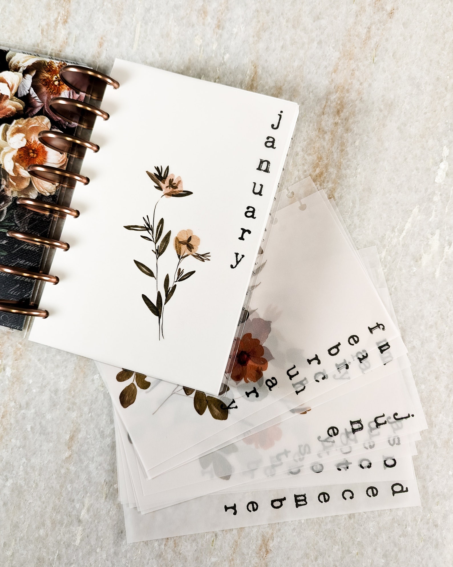 Monthly Vellum Planner Dashboard Set of 12 Discbound Notebooks and A5 ...