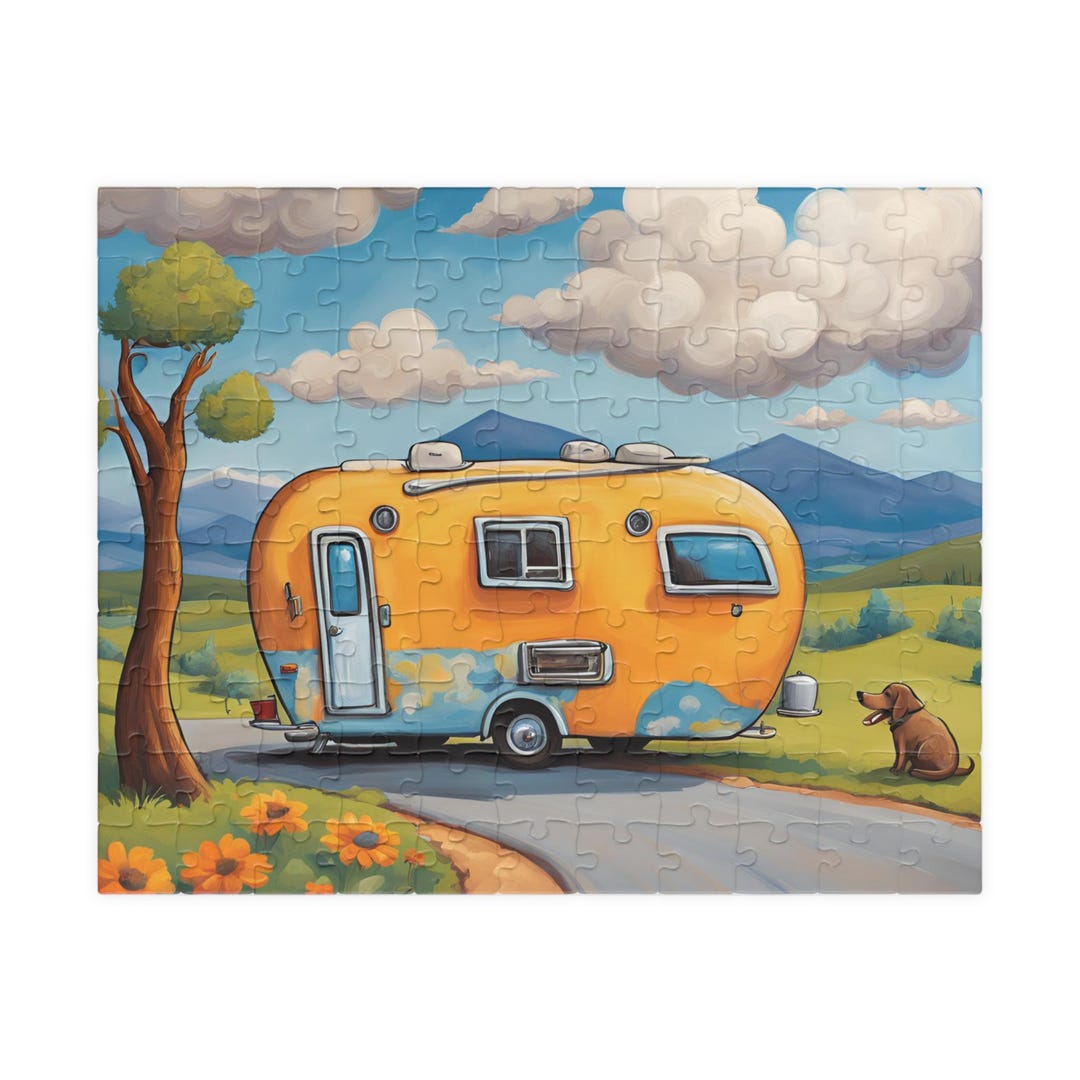 110 Piece Vintage Camper Puzzle, Retro RV Camping Jigsaw Puzzle for ...