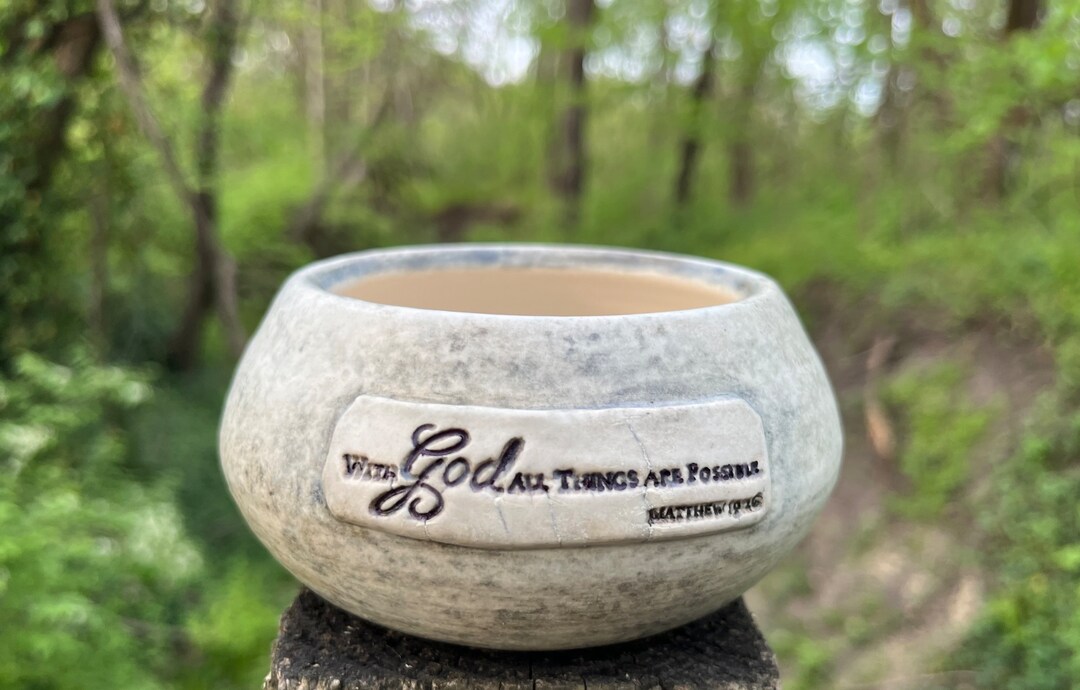 With God All Things Are Possible Small Handmade Stoneware Pot Gift of ...