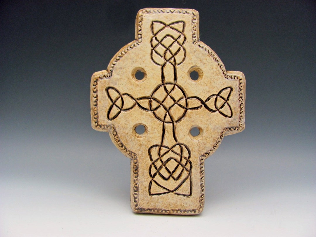 Celtic Knot Cross Irish Gaelic Pottery Ireland Trinity Baptism ...
