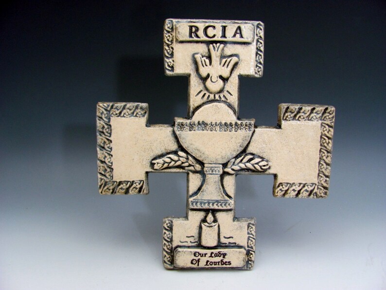 Catholic RCIA Cross Our Lady of Lourdes Baptism Eucharist - Etsy