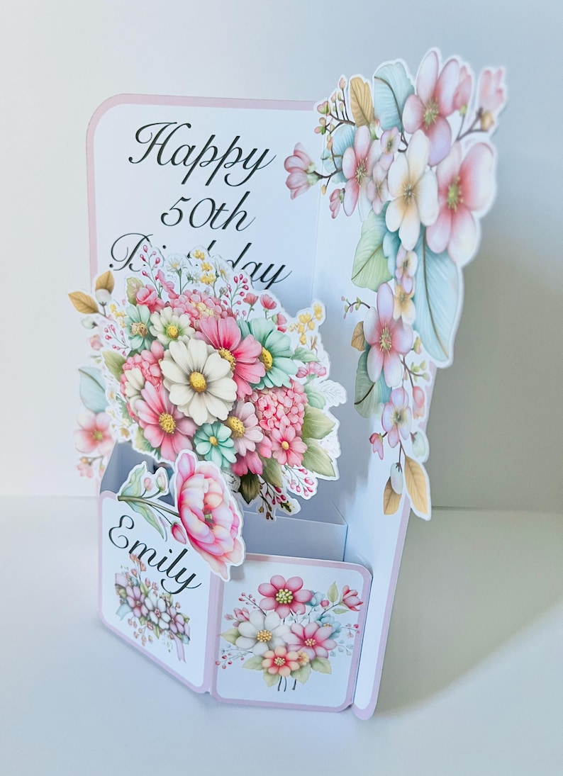 Floral Personalised Pop up Birthday Card, Get Well Soon, Thank You Card ...
