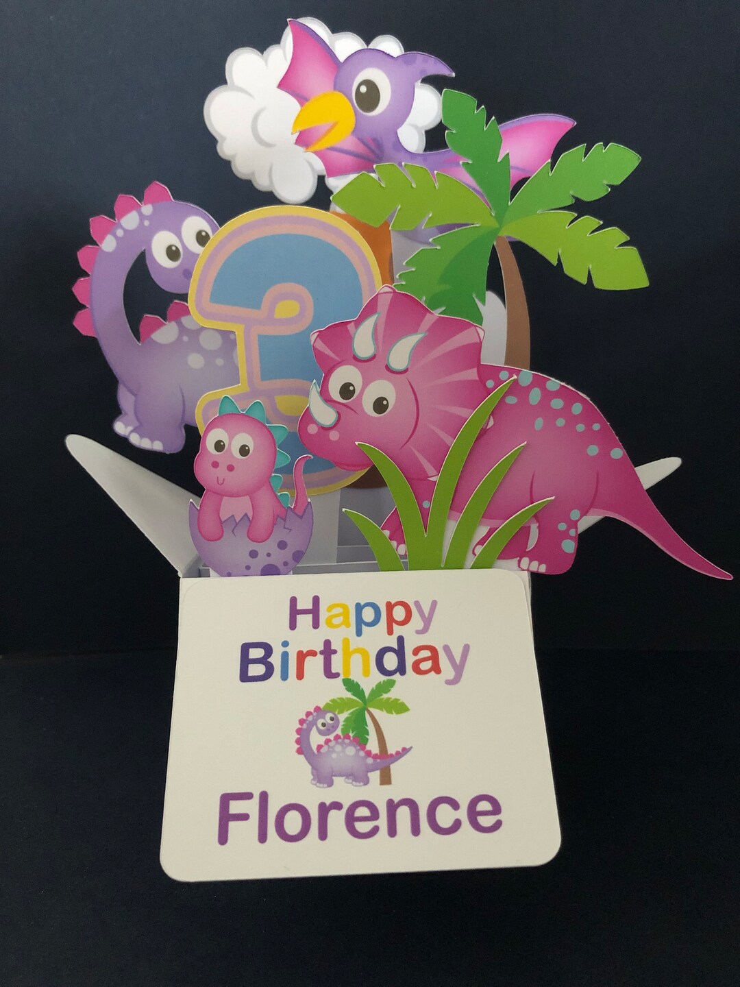 Pink Dinosaur Pop up Birthday Card - Etsy UK