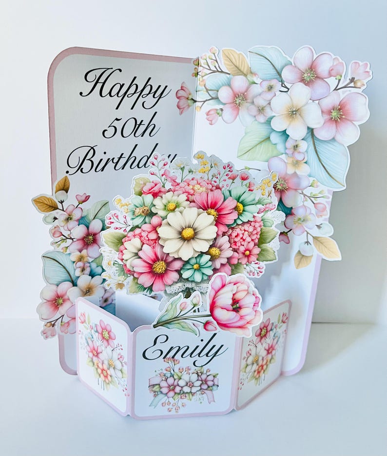 Floral Personalised Pop up Birthday Card, Get Well Soon, Thank You Card ...