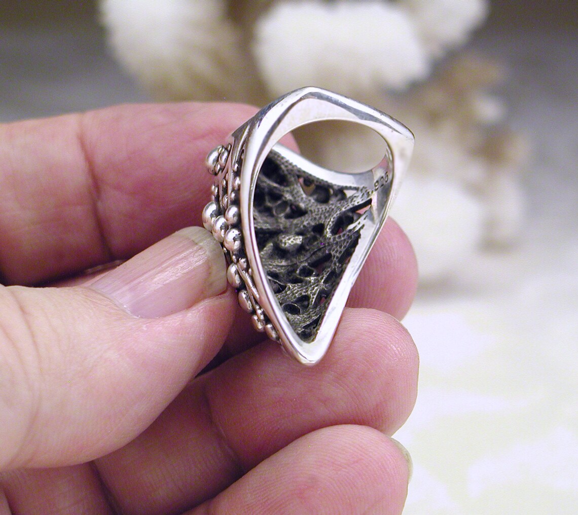 Silver Bubble Ring Long Dome Shape Open Work Sterling | Etsy