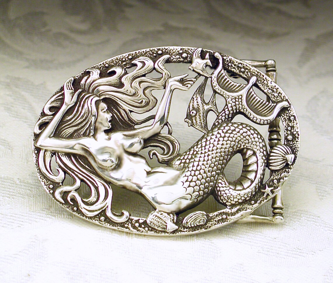 Mermaid Belt Buckle in Solid Sterling Silver 925 - Etsy