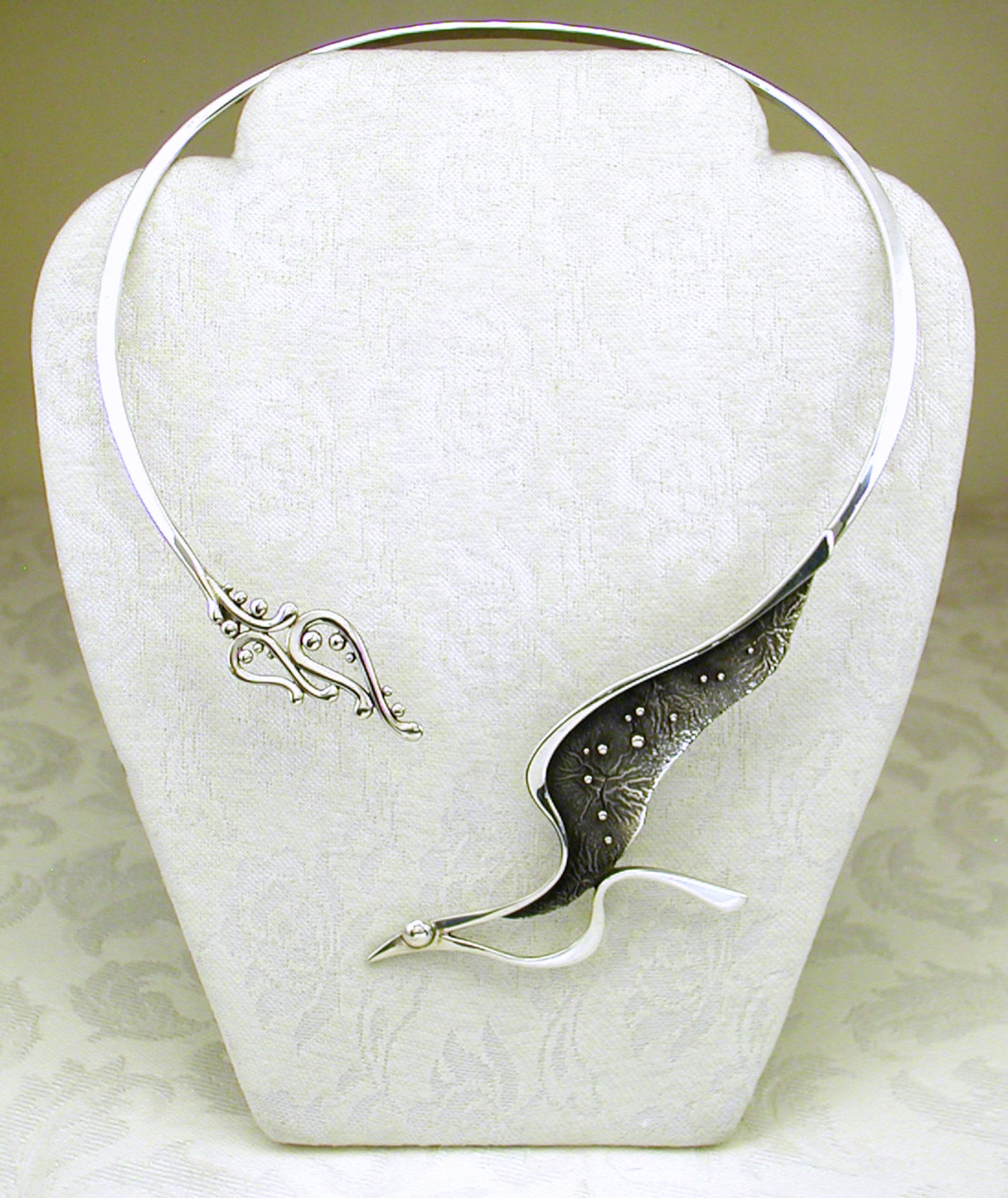 Darkwing Sterling Silver Bird in Flight Torque Necklace - Etsy