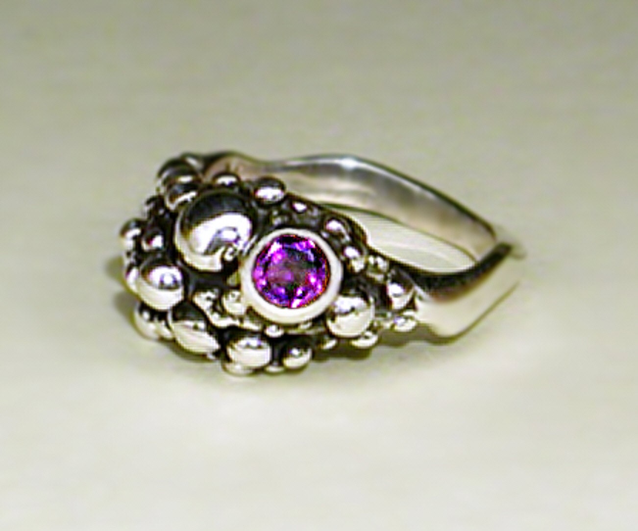 Sterling Silver Bubble Ring Set With Amethyst - Etsy