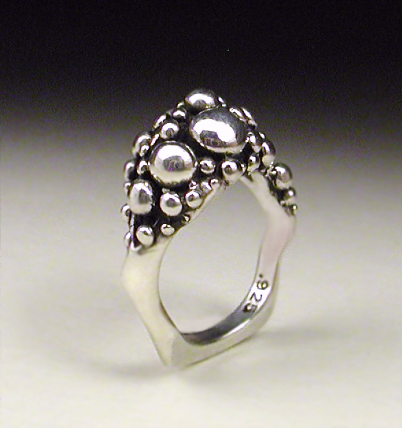 Sterling Silver Raindrop Ring Silver Bubble Ring Sea Foam - Etsy