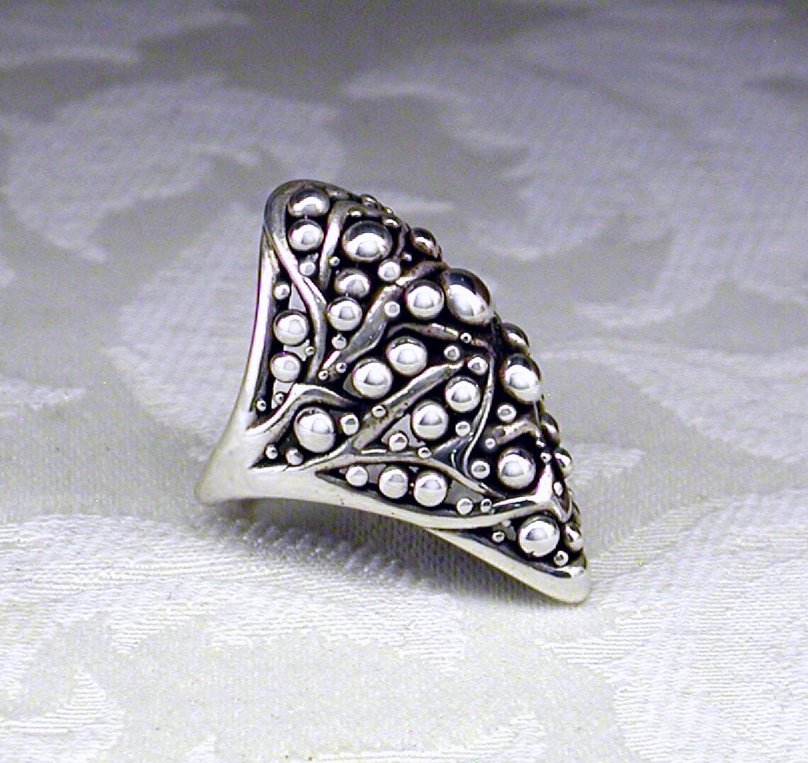 Silver Bubble Ring Long Dome Shape Open Work Sterling | Etsy