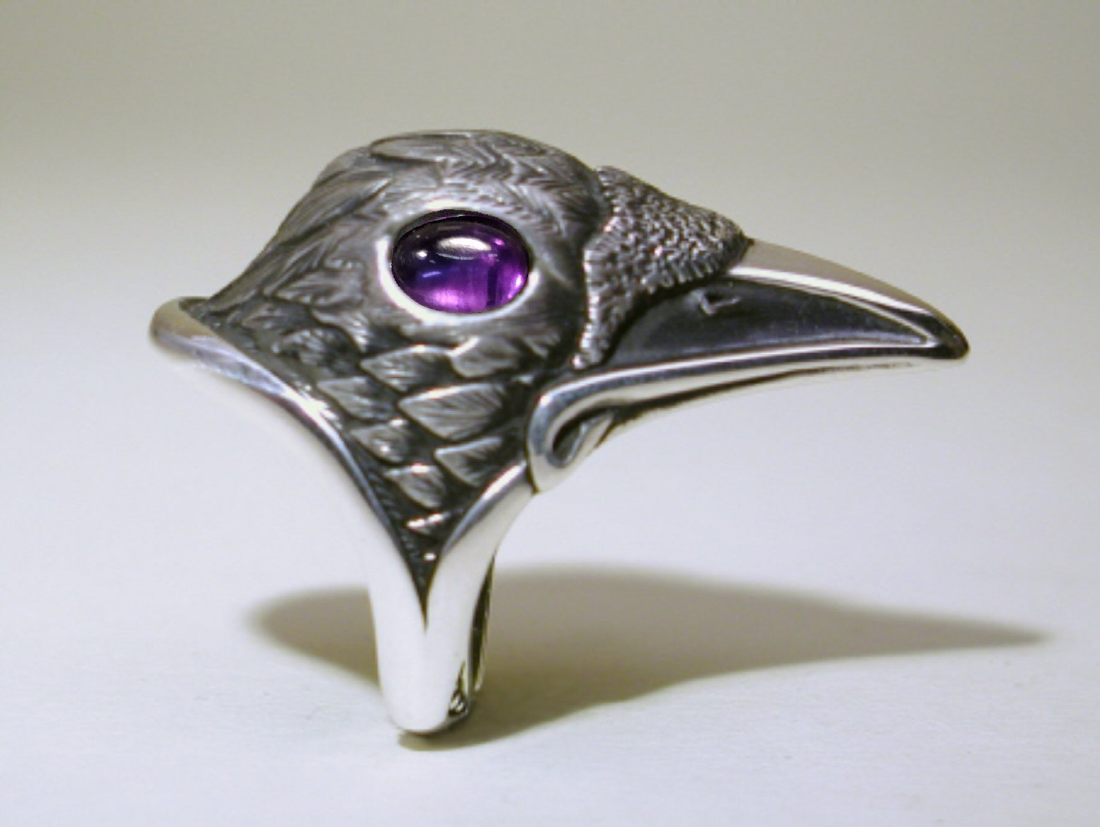 Raven Ring in sterling silver 925 with genuine purple | Etsy