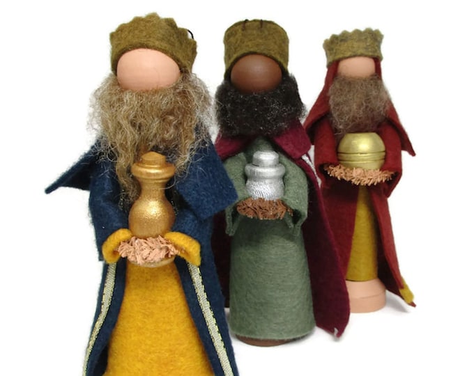 Three Wise Men Ornament Set, Nativity Scene, Clothespin Ornaments, the ...