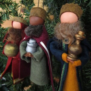 Three Wise Men Ornament Set, Nativity Scene, Clothespin Ornaments, the ...