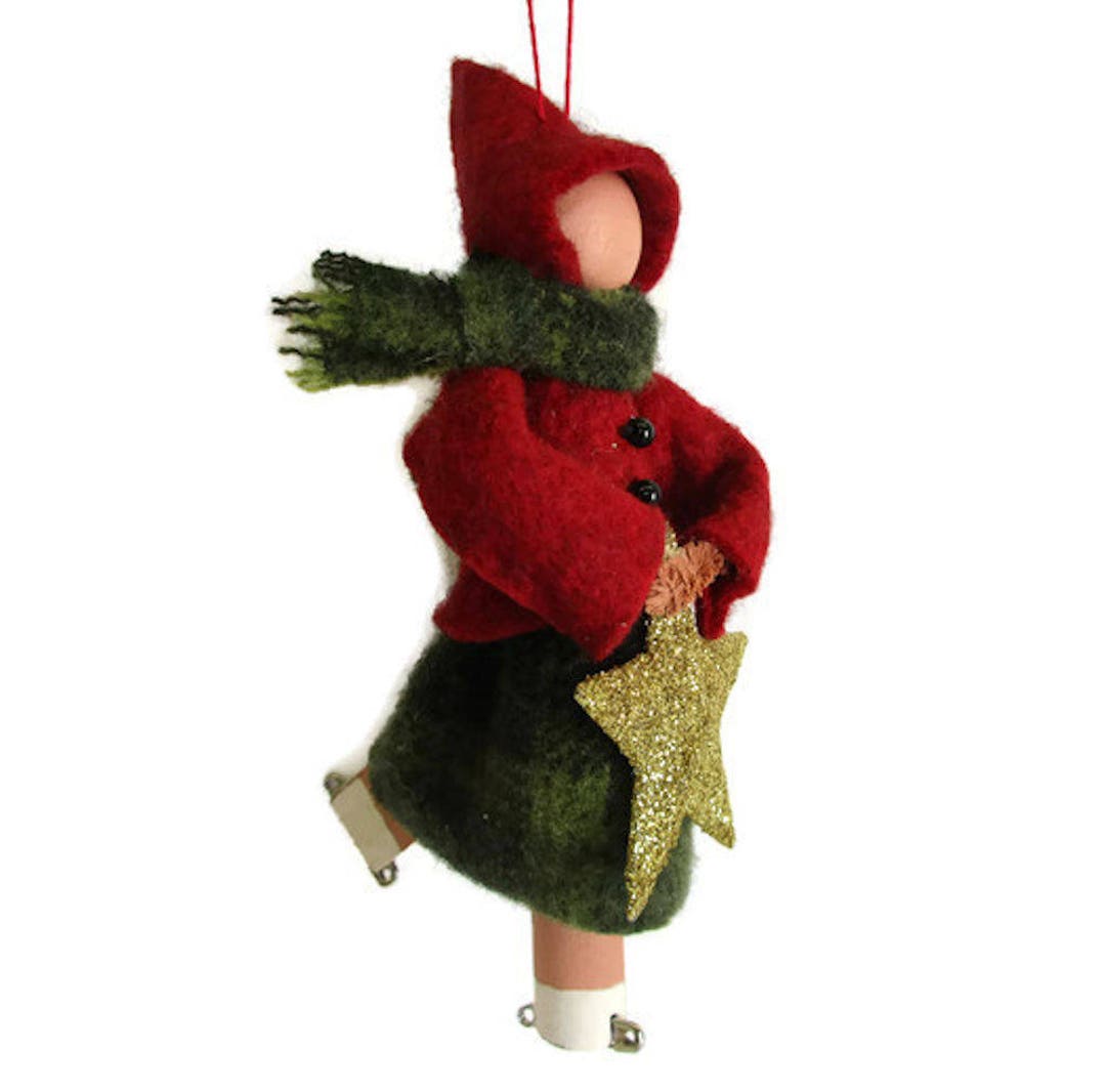 Skating Lady Clothespin Ornament, Ice Skater Peg Doll, Christmas Decor ...