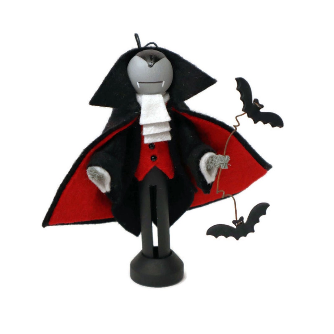 Vampire Clothespin Ornament, Count Dracula Peg Doll, Halloween Decor - Etsy