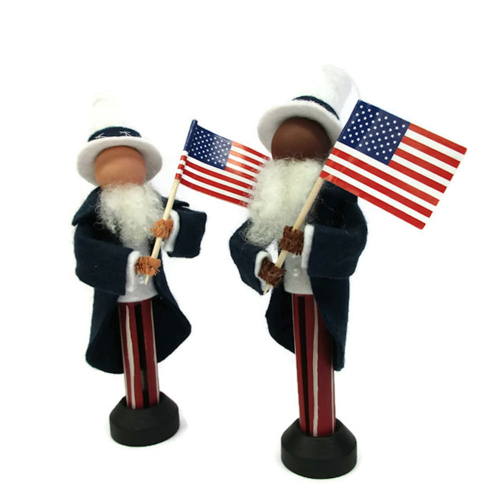 Uncle Sam Ornament, Clothespin, Wool Felt, Patriotic Ornament, Peg Doll ...