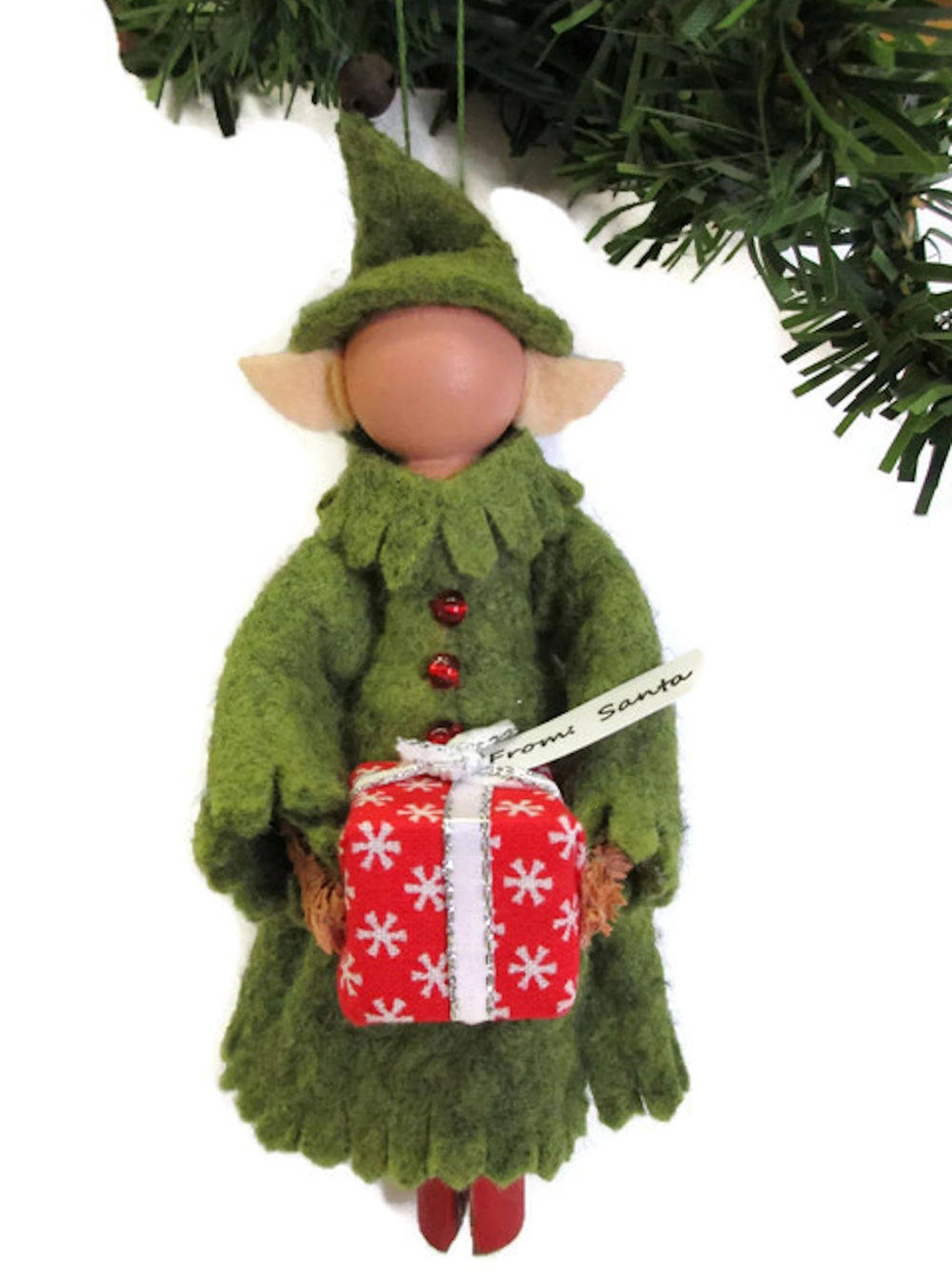 Personalized Elf Girl Christmas Ornament, Elf Girl With Gift ...