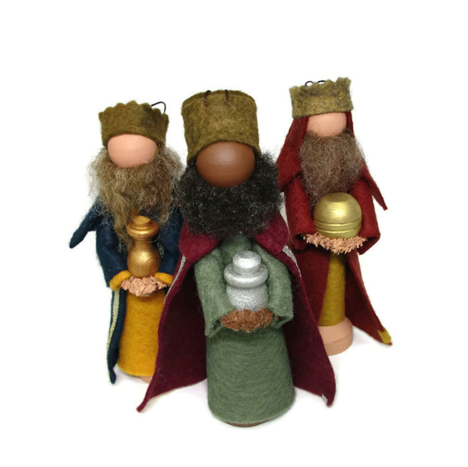 Three Wise Men Ornament Set, Nativity Scene, Clothespin Ornaments, the ...