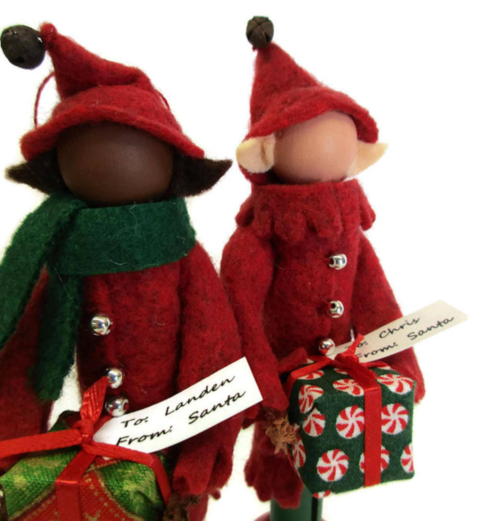 Personalized Elf Christmas Ornament, Elf With Gift, Clothespin Ornament ...